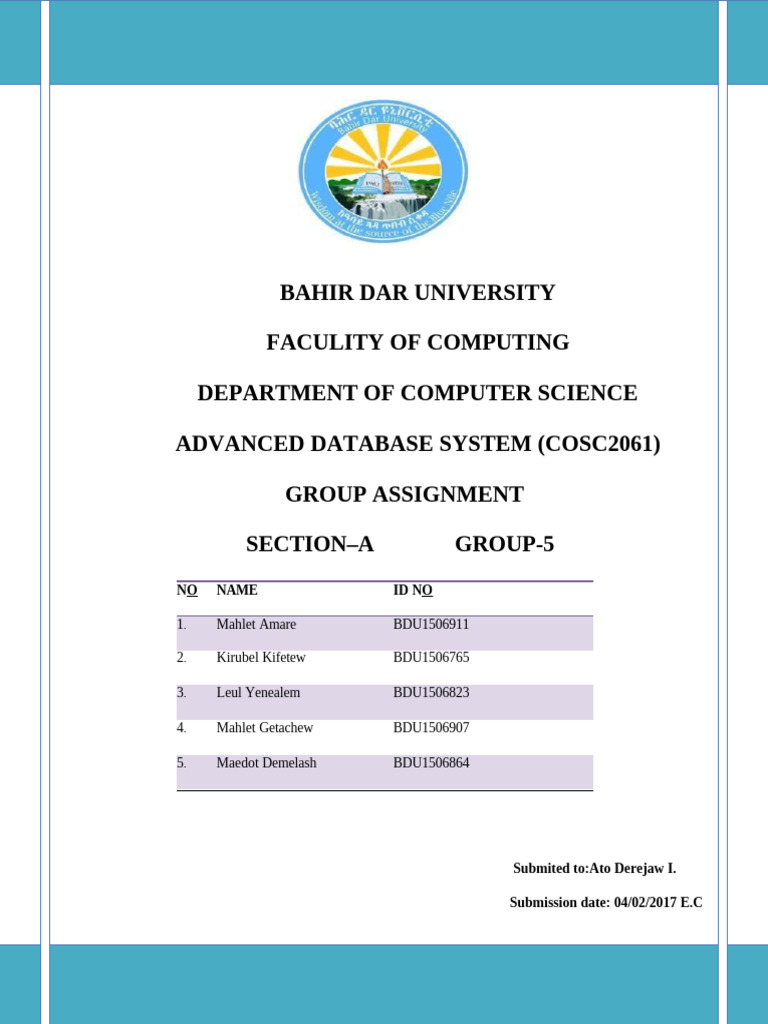 Bahir Dar University | PDF | Databases | Computer Programming