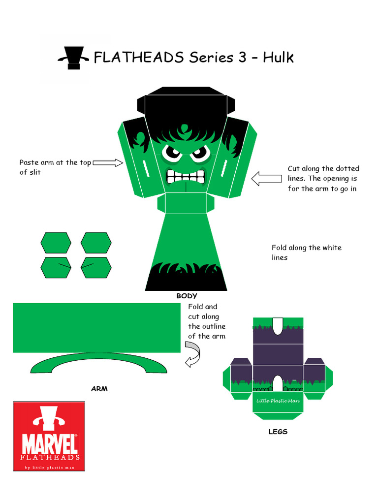 Blog Paper Toy Papertoys FlatHeads Hulk Template | PDF