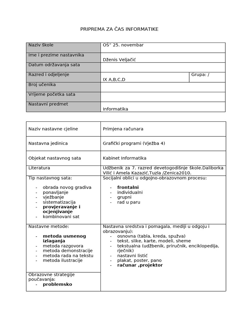 Priprema Za Čas 12 | PDF