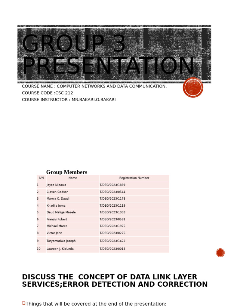 Group 3 Presentation Bakari | PDF | Error Detection And Correction | Computer Network