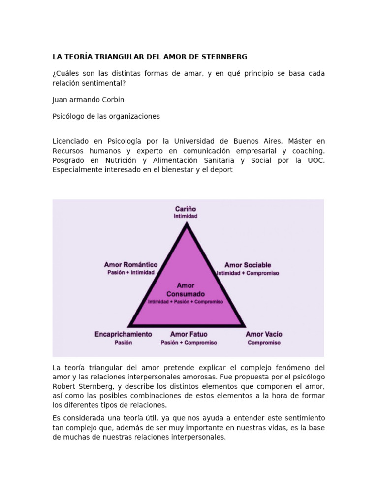 LA TEORÍA TRIANGULAR DEL AMOR DE STERNBERG | PDF | Amor | Sicología