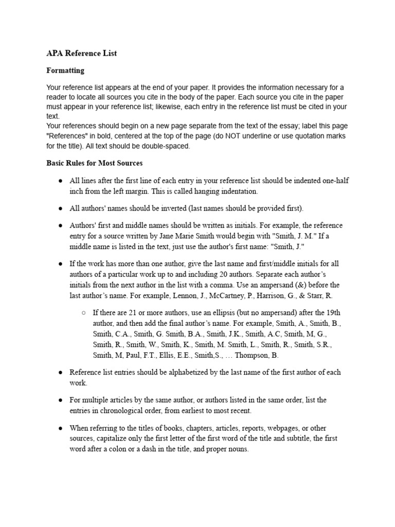 APA Reference List Guidelines | PDF | The Beatles