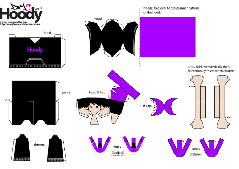 Blog Paper Toy Papertoys Hoody Serie 1 Purple Template | PDF
