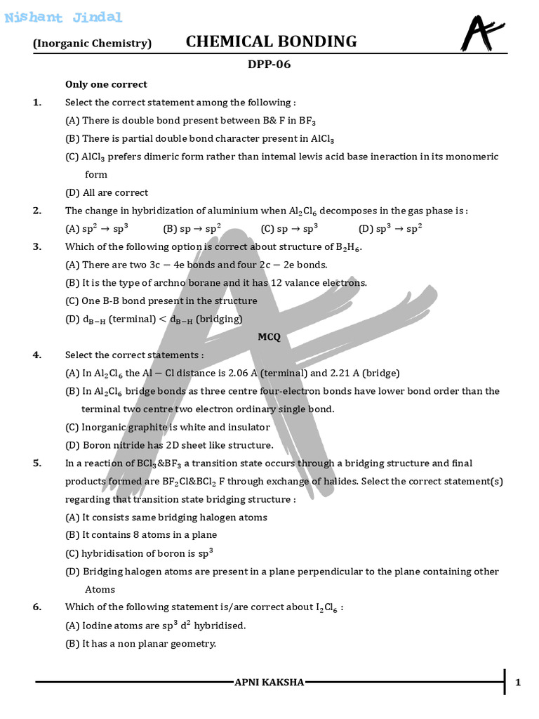 DPP - 06 _ Chemical Bonding-2 NJ_247 | PDF | Materials | Atoms