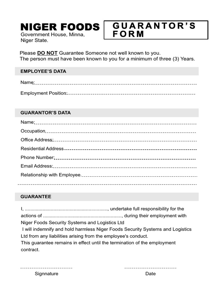 Guarantors Form | PDF