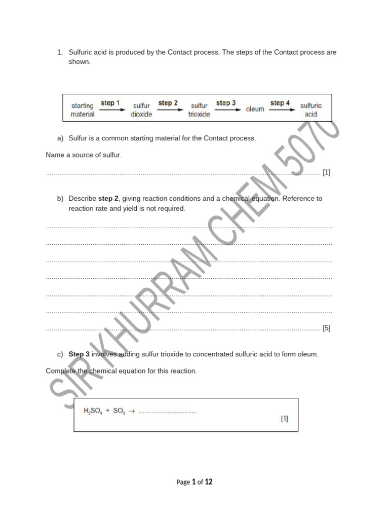 Sulfuric Acid by The Contact Process | PDF | Sulfuric Acid | Oxide