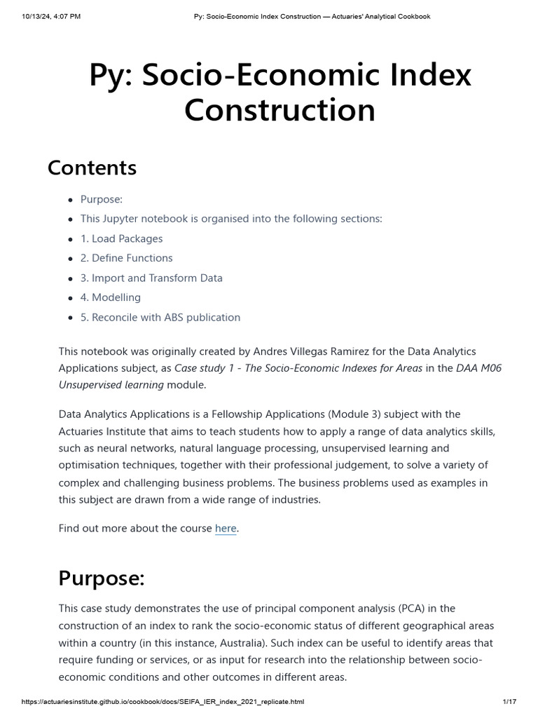 Py - Socio-Economic Index Construction - Actuaries' Analytical Cookbook ...