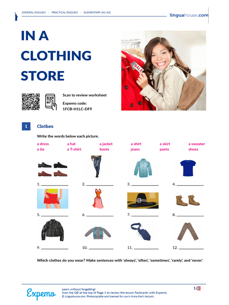 Beginner English: Shopping Dialogue | PDF | Clothing | Fashion
