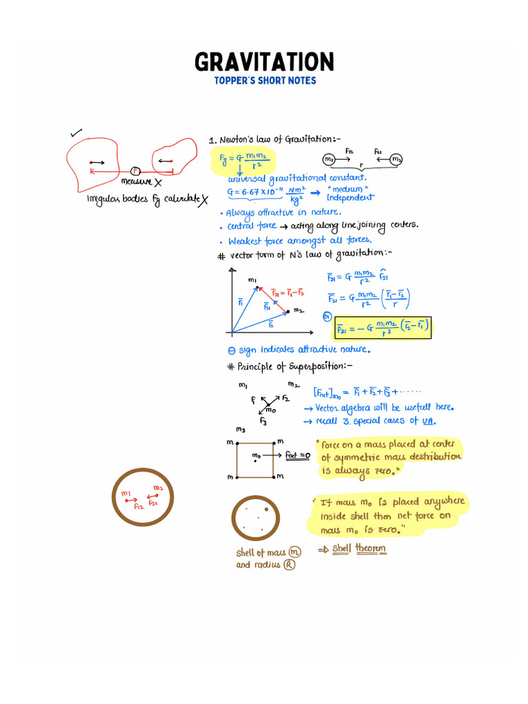 Gravitation Short Notes | PDF