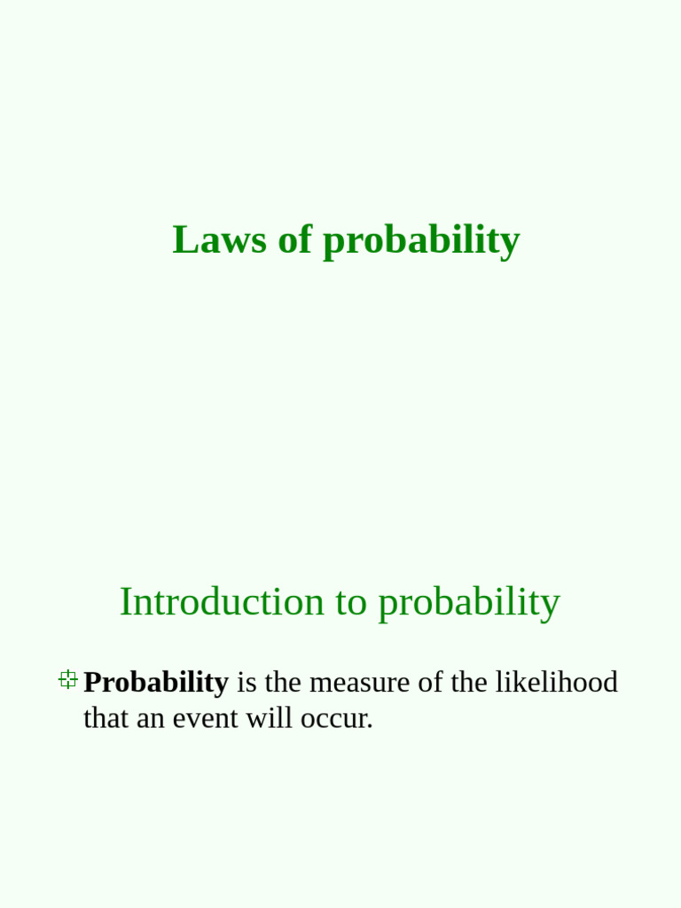 Laws of Probability | PDF | Probability | Probability And Statistics