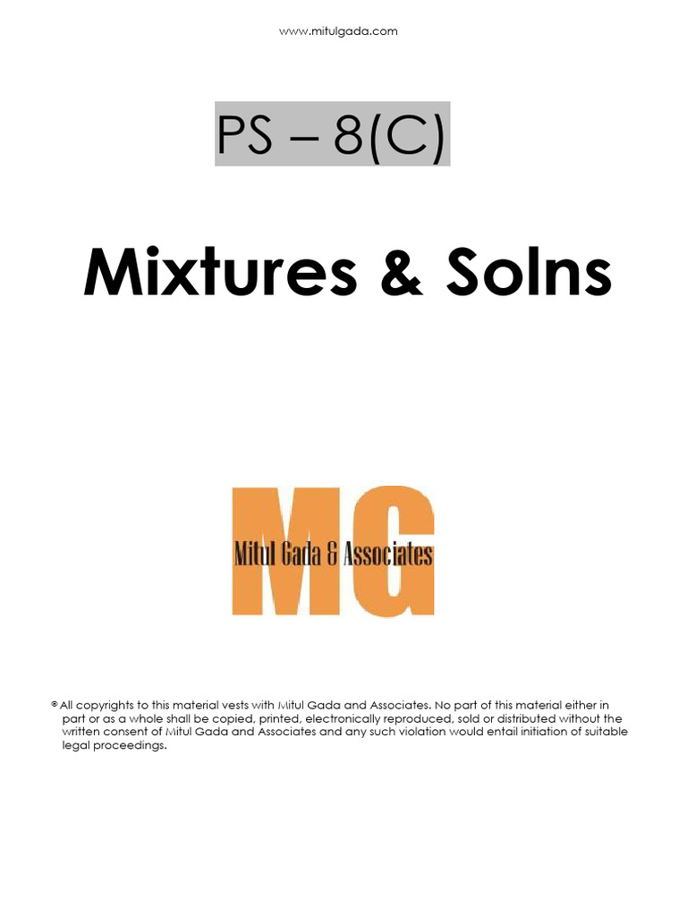 PS-8 (C) Mixtures N Solutions | PDF | Evaporation | Water