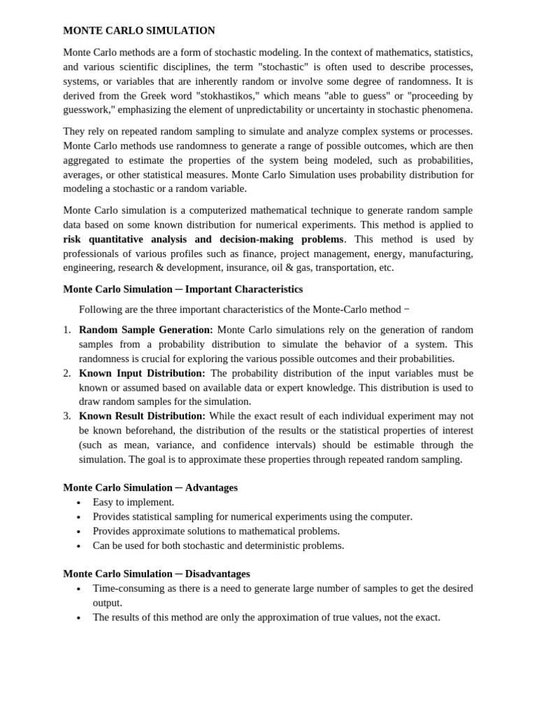 Monte Carlo Simulation Guide | PDF | Monte Carlo Method | Randomness