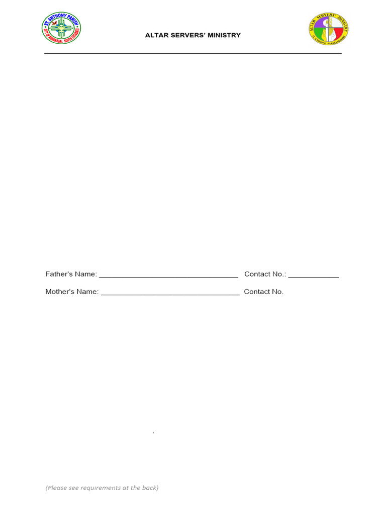 Personal Information Sheet | PDF | Catholic Church | Christian Soteriology