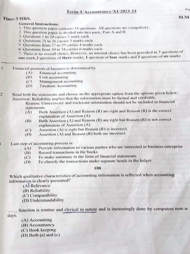 Term 1 Accountancy Paper | PDF