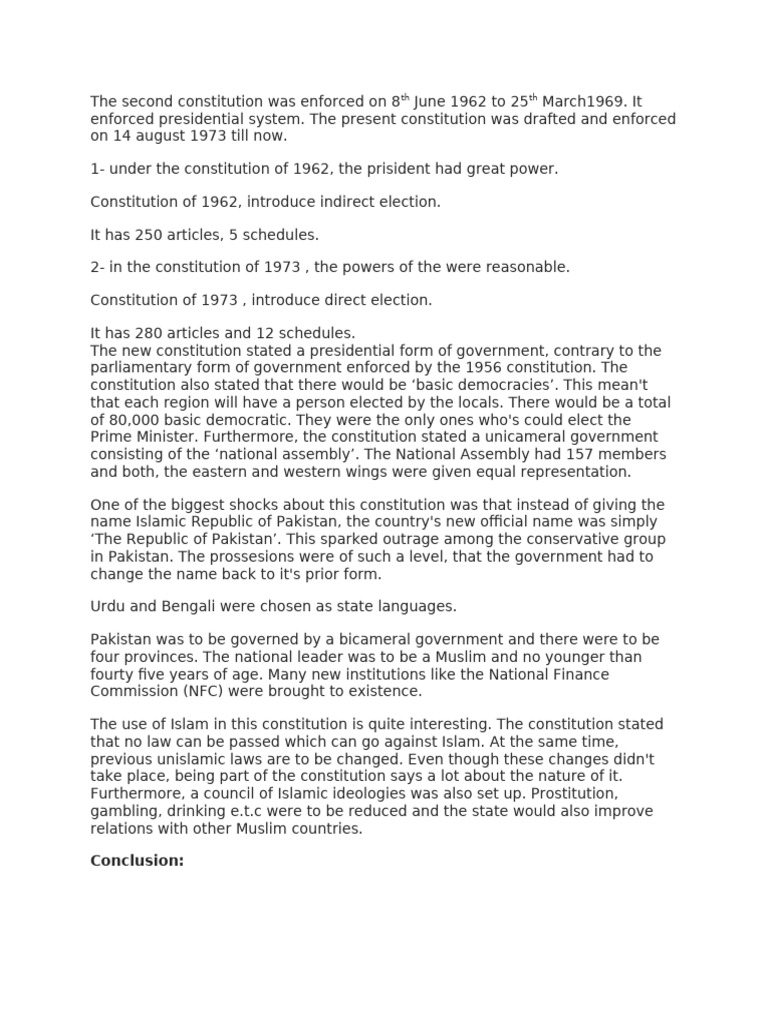 The Second Constitution Was Enforced On 8th June 1962 To 25th March1969 | PDF