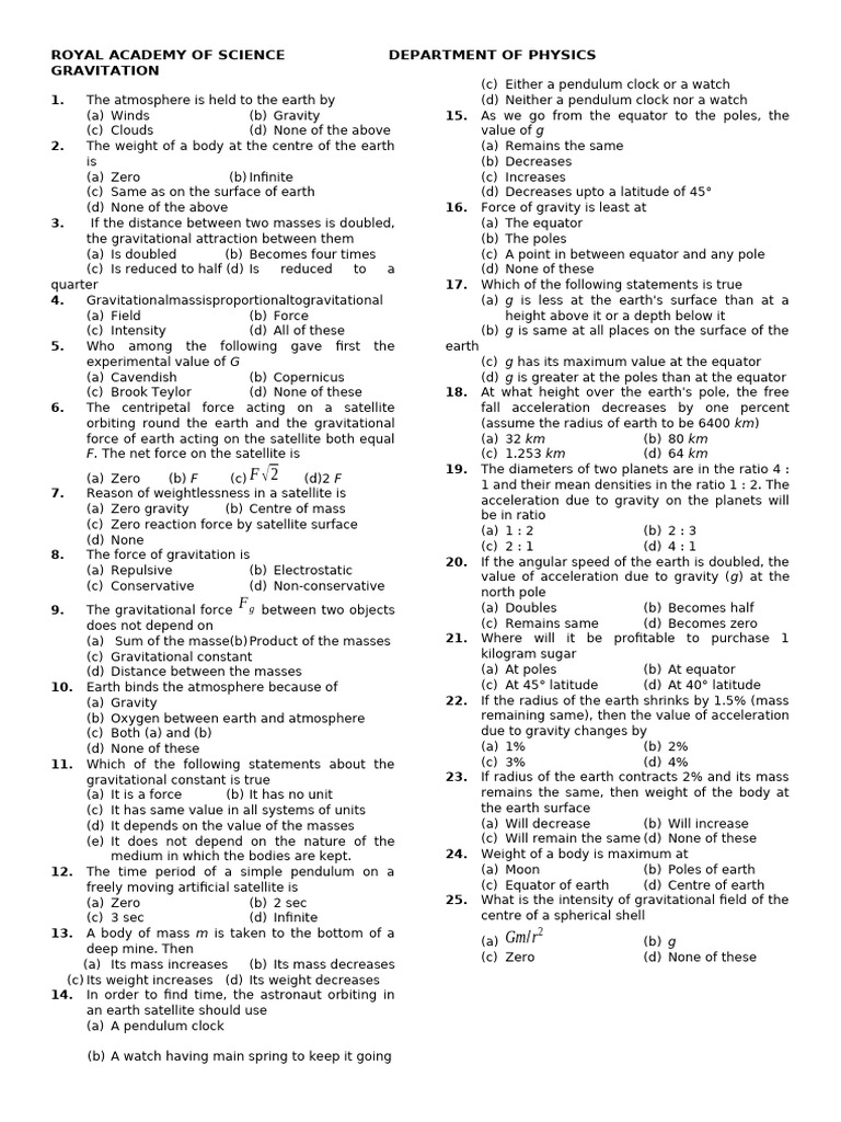 11th Gravitation JEE MCQ | PDF | Gravity | Earth