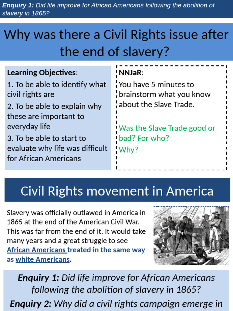 Civil Rights Challenges Post-Slavery | PDF | Abolitionism | Slavery In ...