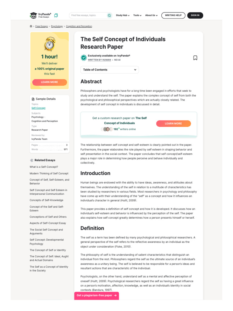 ivypanda-com-essays-the-self- | PDF | Self Concept | Self Esteem