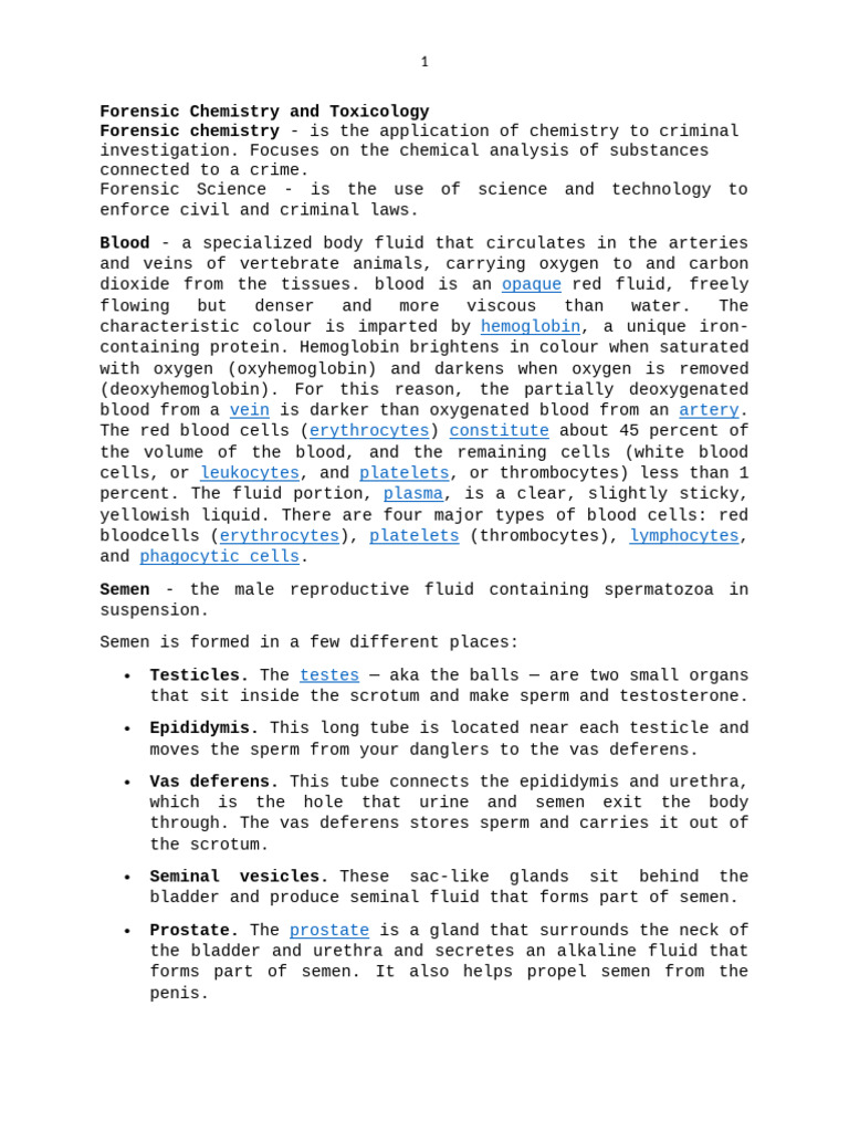 Forensic Chemistry and Toxicology | PDF | Blood | Poison