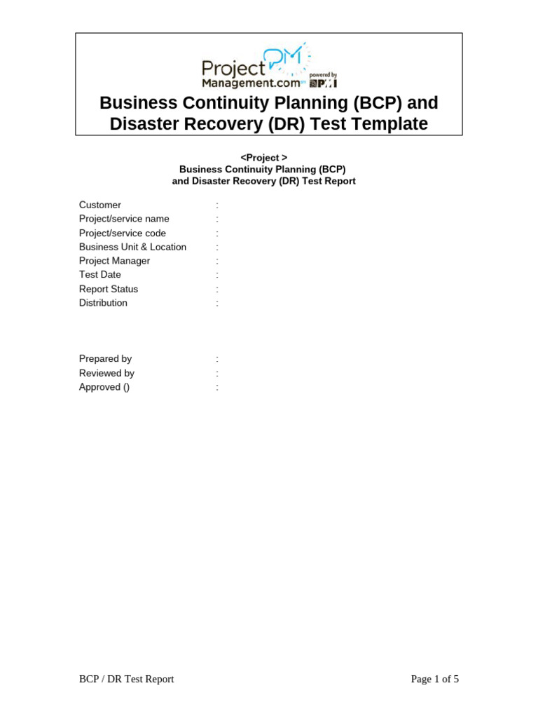 BCP_DR_Test_Template | PDF | Computer Science | Software