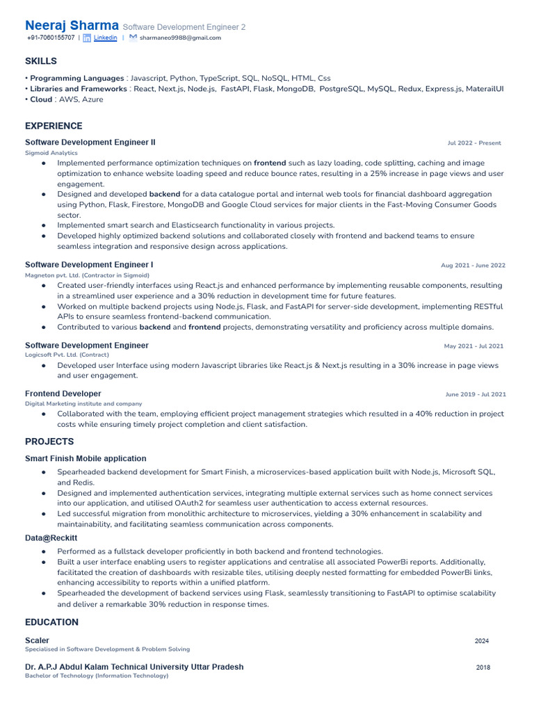 Neeraj_sharma_resume | PDF | Information Technology | Computing