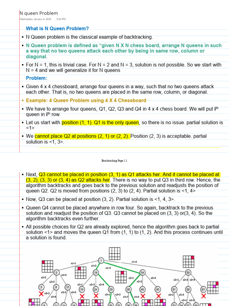 M2 Backtracking - N Queen Problem | PDF | Computational Science ...