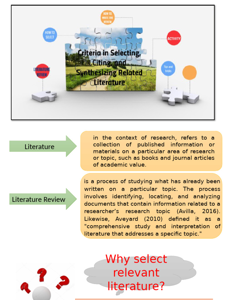 WEEK 3 Criteria in Selecting Literature | PDF | Knowledge | Information