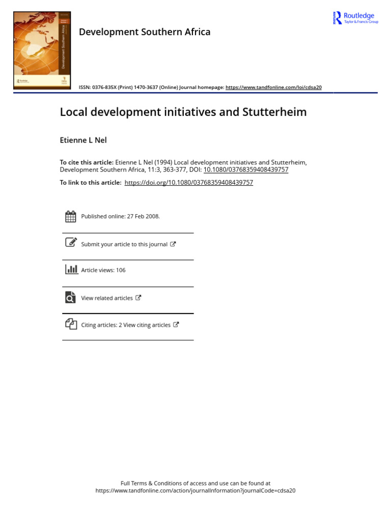 Local Development Initiatives and Stutterheim | PDF | Poverty | Poverty ...