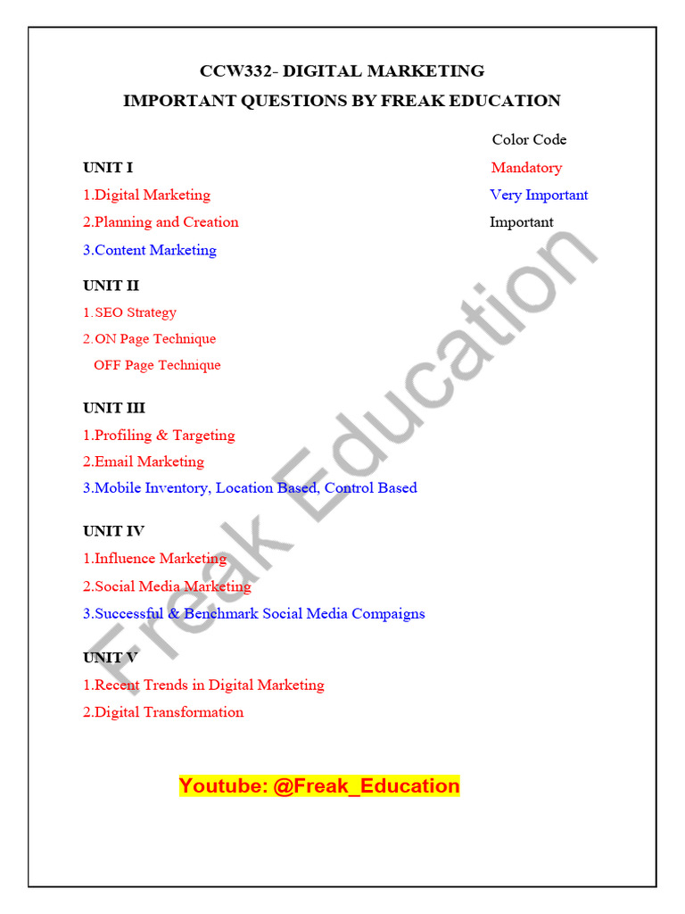 Digital Marketing Exam Guide | PDF
