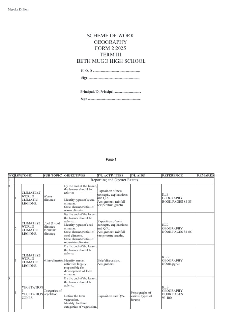 Geography - Form 2 - Term-III | PDF | Forests | Vegetation