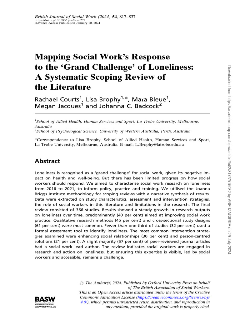 Mapping Social Work S Response | PDF | Loneliness | Peer Review