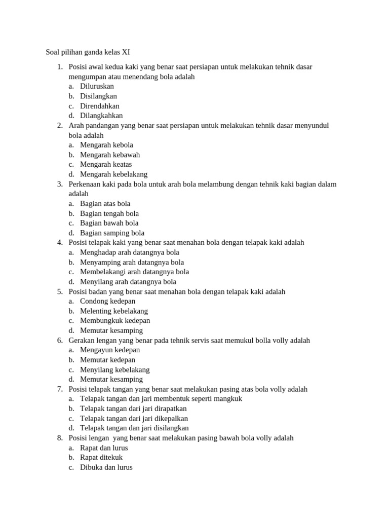 Soal pilihan ganda kelas XI | PDF
