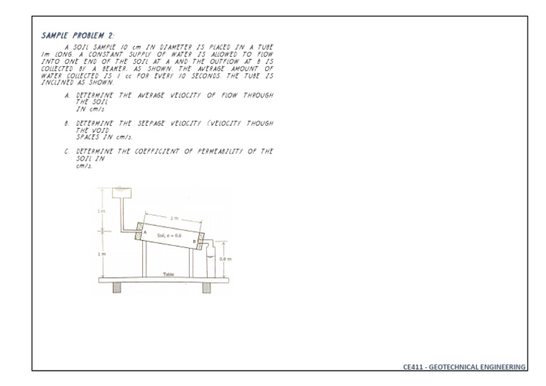 Soil Flow Velocity & Permeability Calculation | PDF