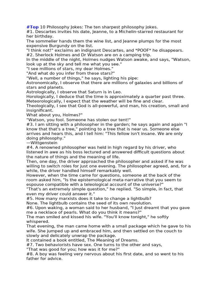 Top 10 Philosophy Jokes | PDF | Dr. Watson | Sherlock Holmes