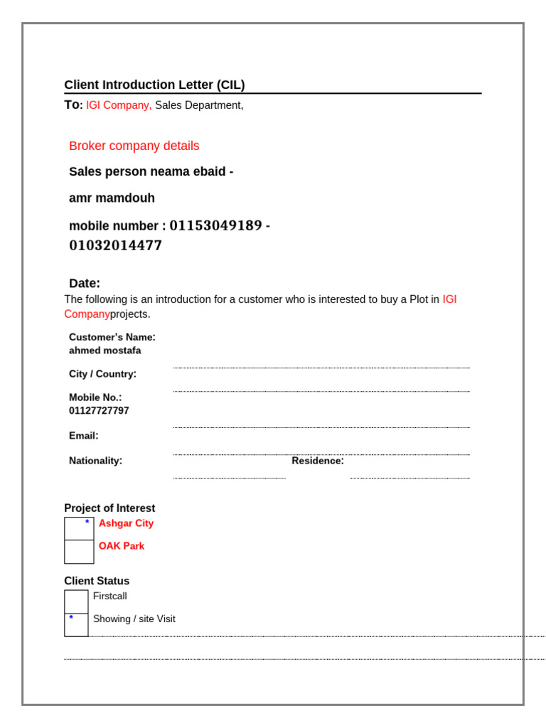 CIL form 2 (1) | PDF