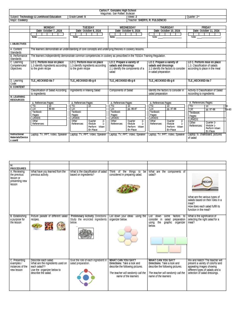 Q2_Week-2 | PDF | Salad | Teachers