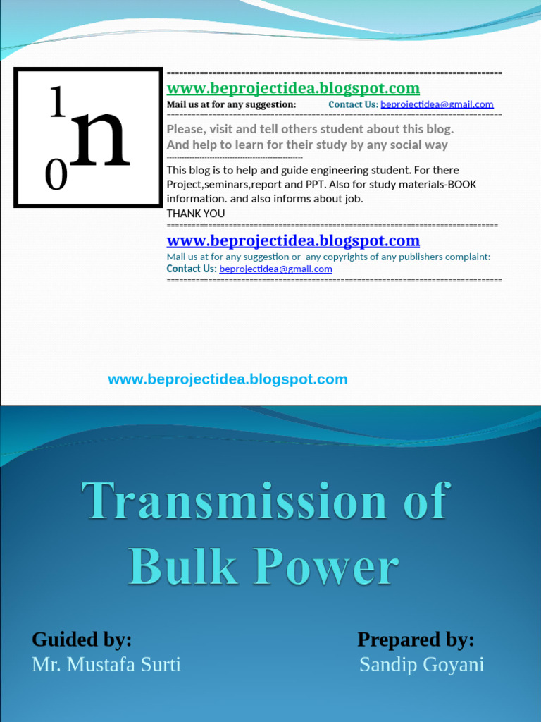 Transmission of Bulk Powe WWW - Beprojectidea.blogspot - Comr | PDF ...