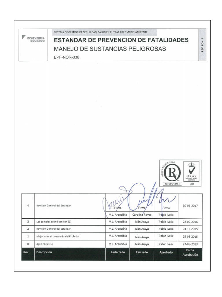 EPF Manejo Sustancias Peligrosas Rev 04 | PDF | Logística | Residuos