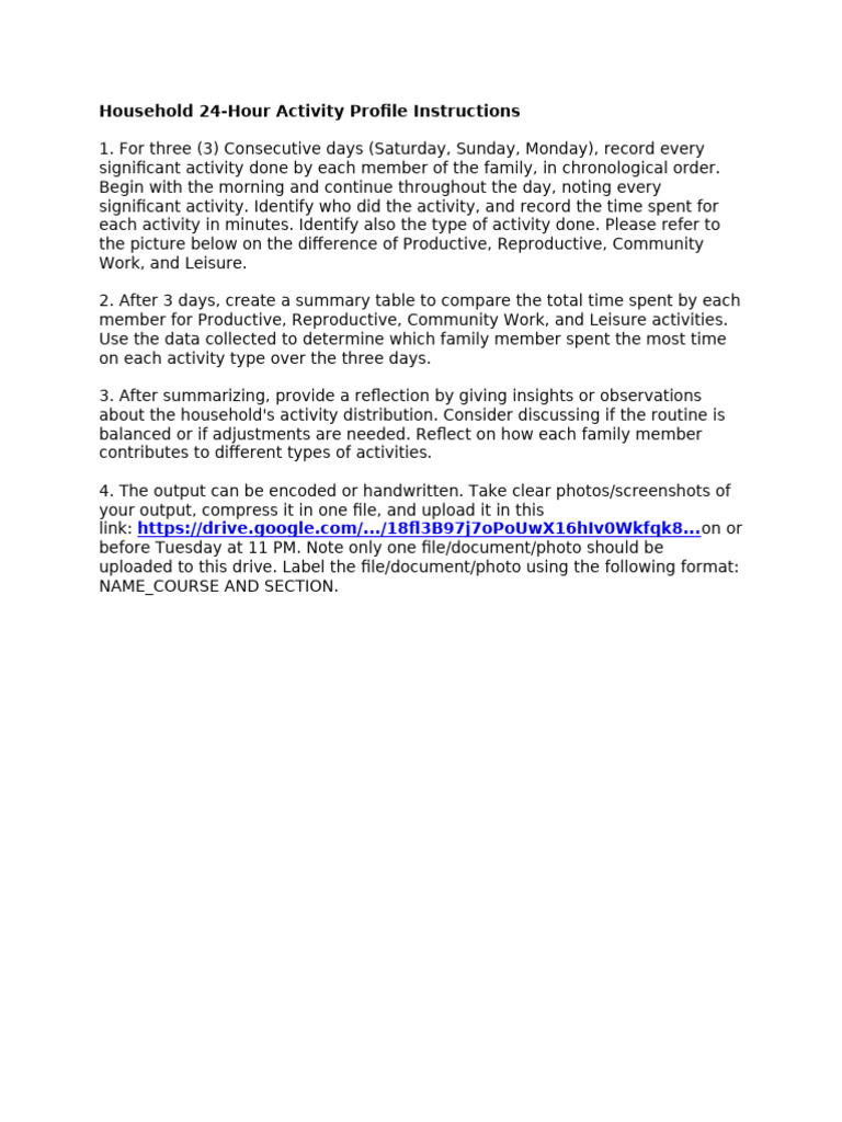 24-Hour Activity Profile Instructions | PDF