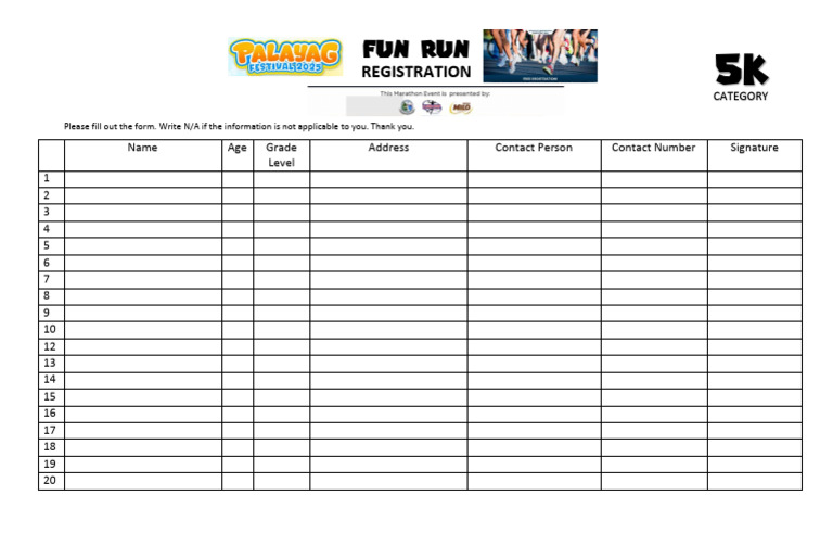 Reg Form 5K | PDF