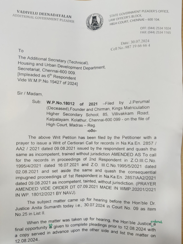 WP 18012 of 2021 Letter5 | PDF | Government Institutions | Common Law