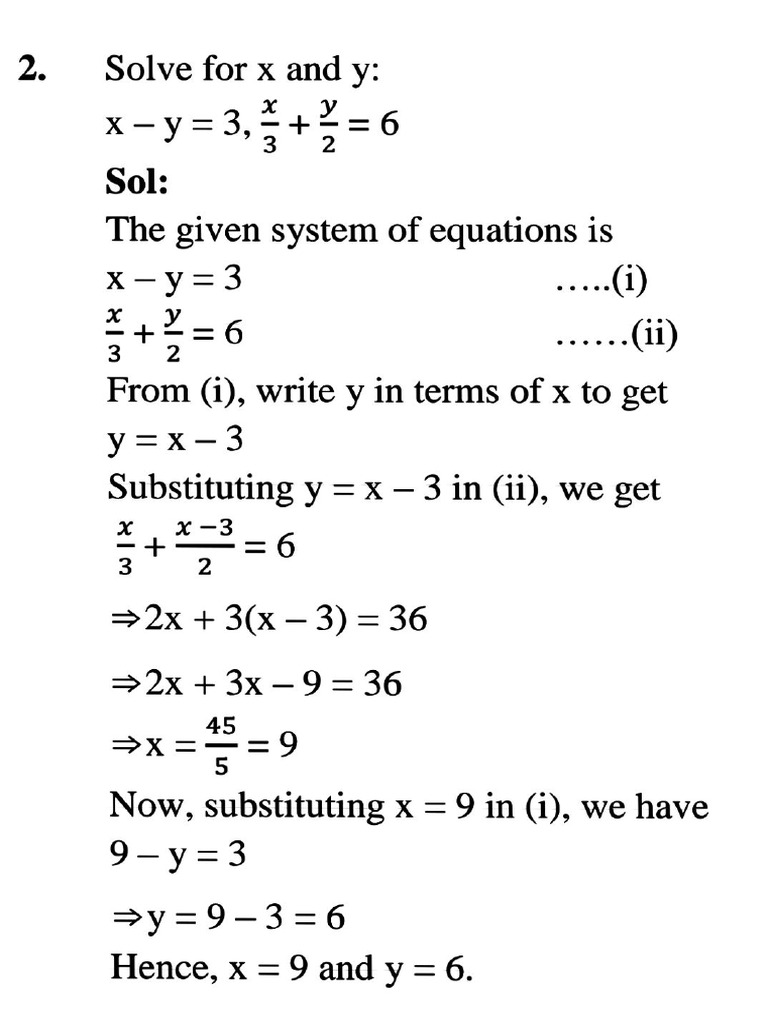 Linear Equations Questions For Class 9 | PDF