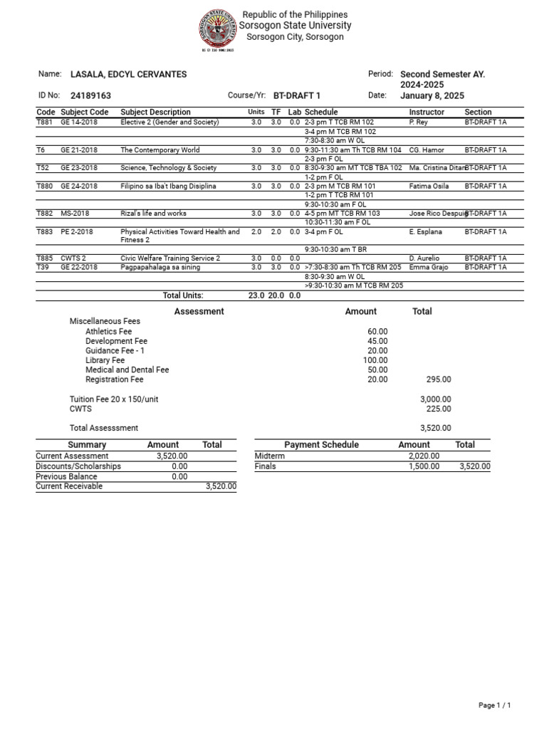 Lasala, Edcyl Cervantes Second Semester AY. 2024-2025 24189163 Bt-Draft ...