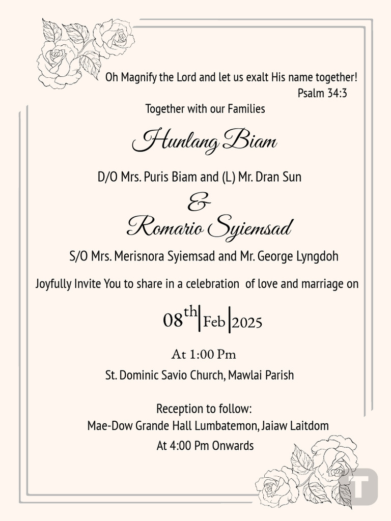 Free Traditional Wedding Invitation Template | PDF