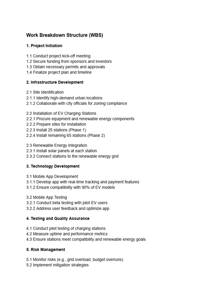 Work Breakdown Structure (WBS) | PDF