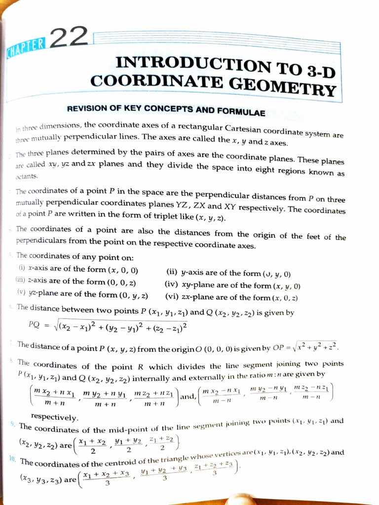 3d Geometry Class XI | PDF | Cartesian Coordinate System | Mathematical ...