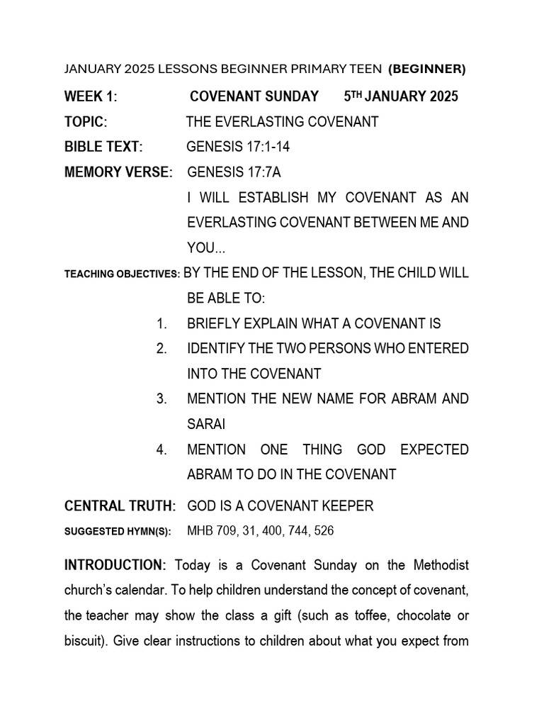 January 2025 Lessons All Classes | PDF | Abraham | Covenant (Biblical)