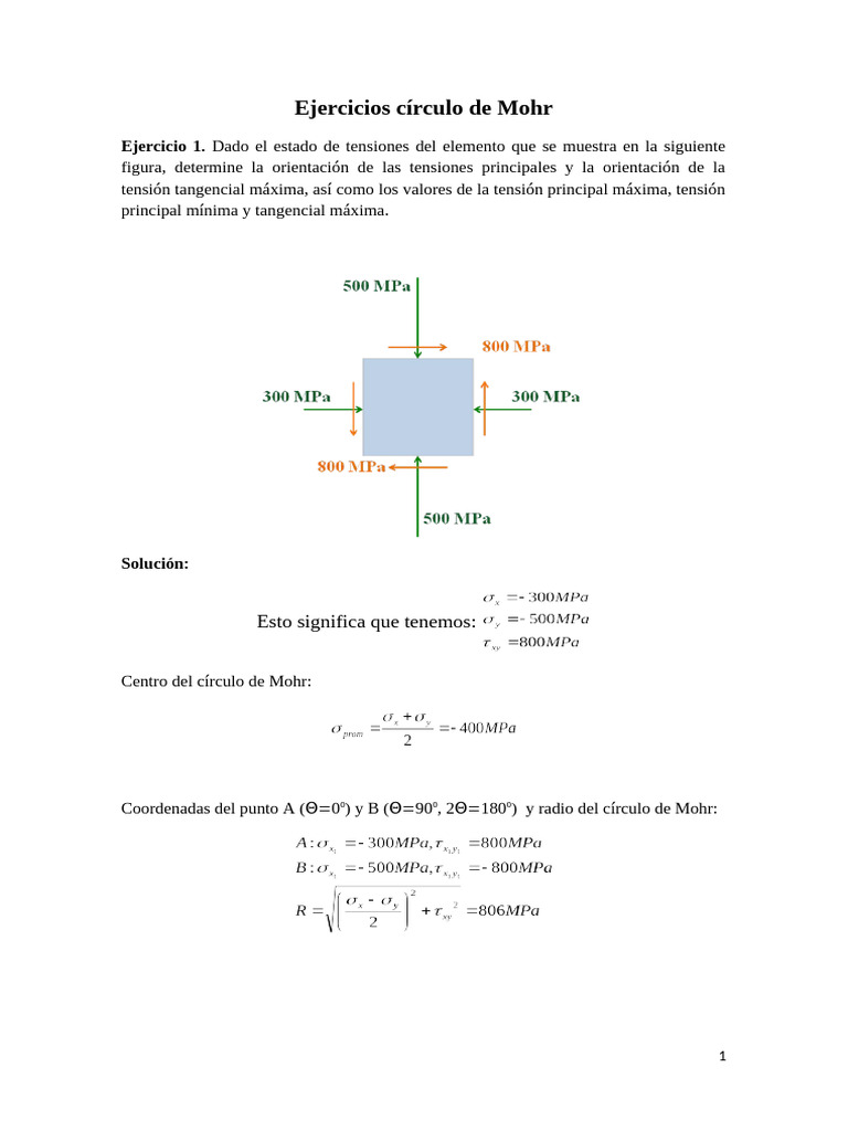 Ejercicios de Círculo de Mohr | PDF