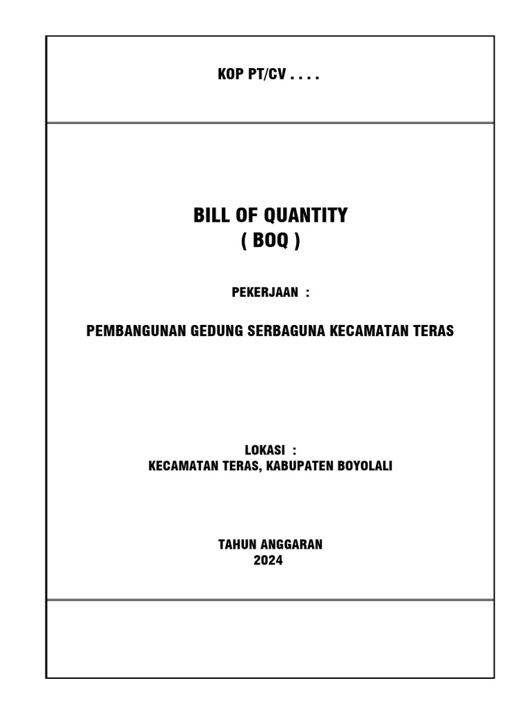 BOQ KECAMATAN TERAS 2024 JULI | PDF