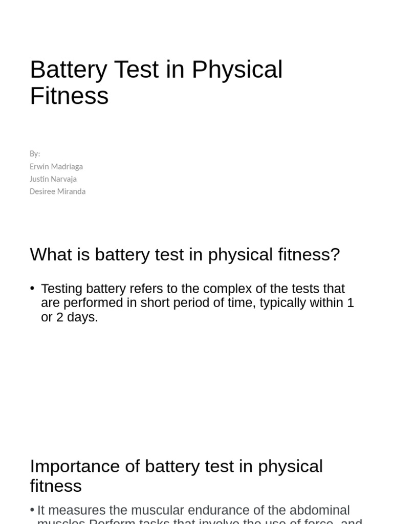 C3-1 - Battery Test in Physical Fitness | PDF | Physical Fitness | Abdomen